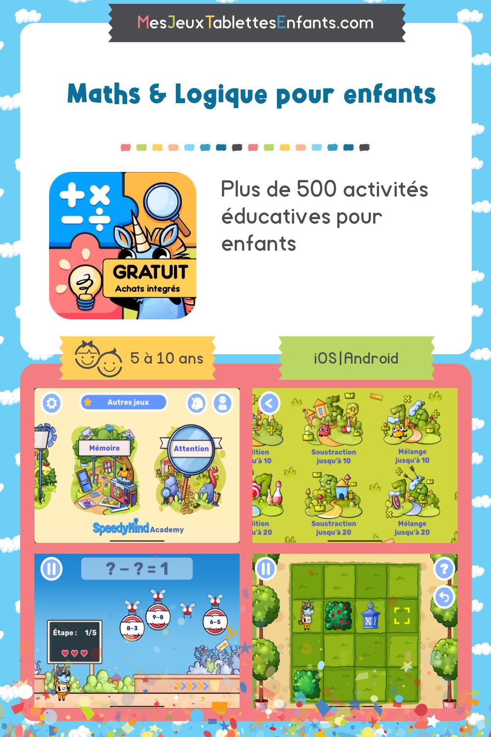 Maths & Logique pour enfants sur iphone et android - Jeux et applications éducatives