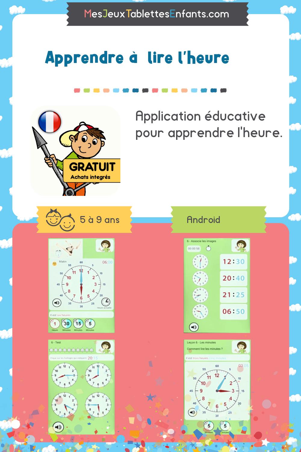 Apprendre à lire l'heure sur android - Jeux et applications éducatives