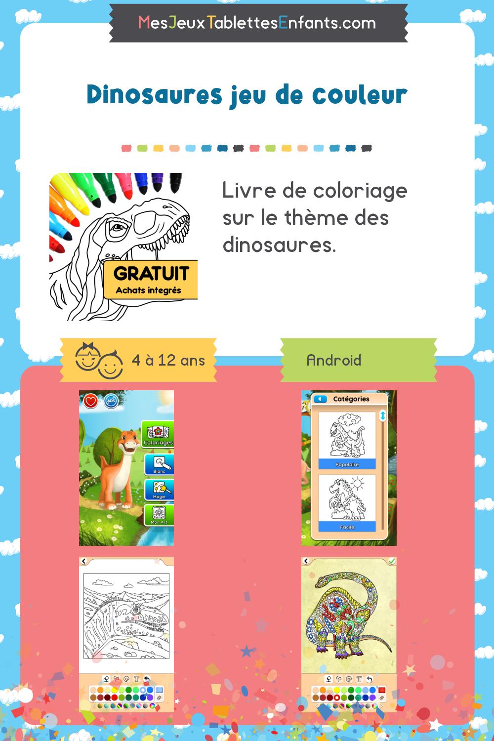 Dinosaures jeu de couleur sur android - Jeux et applications éducatives