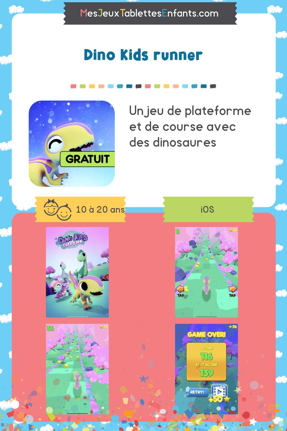 Dino Kids runner sur iphone - Jeux et applications éducatives