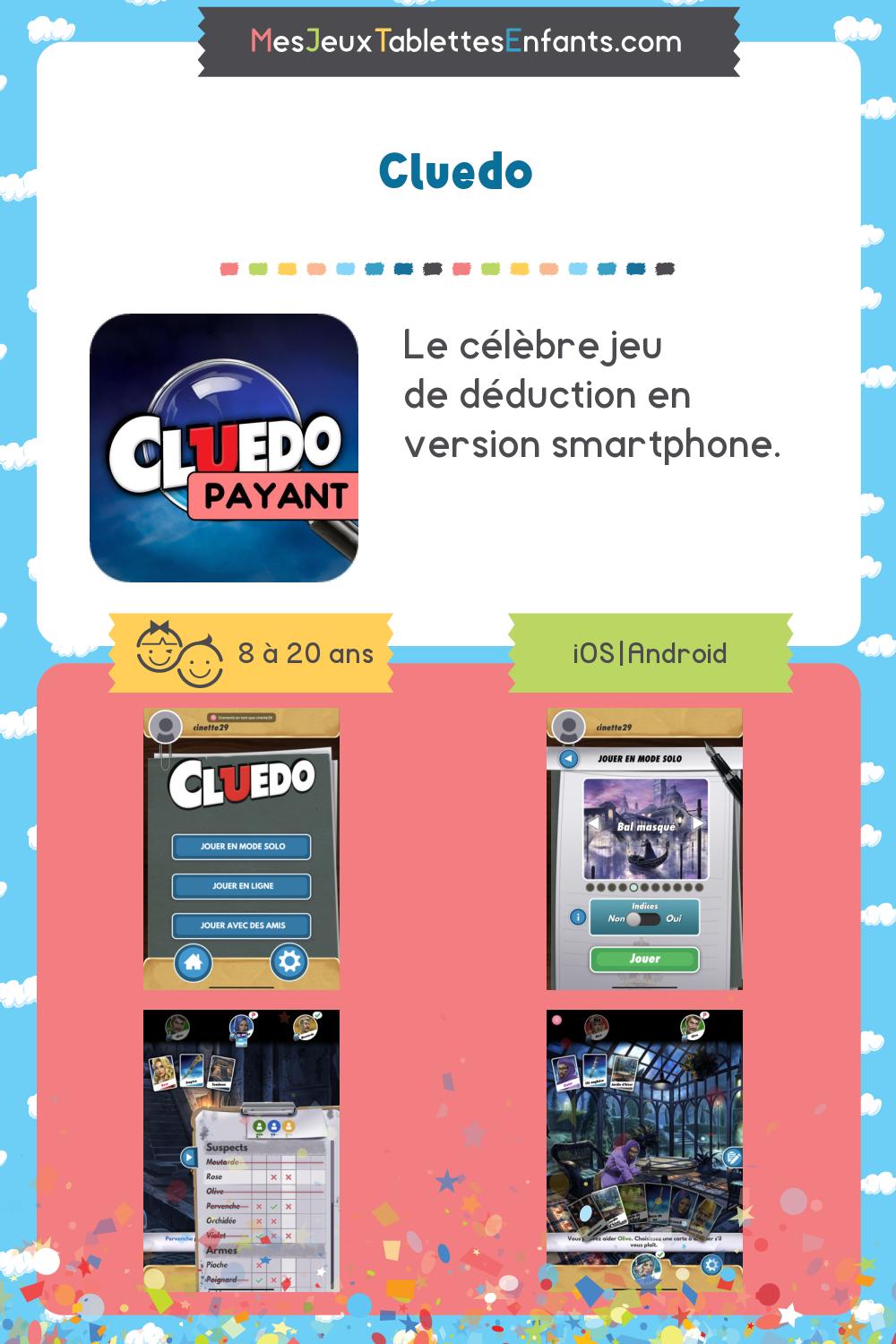 Cluedo sur iphone et android - Jeux et applications éducatives