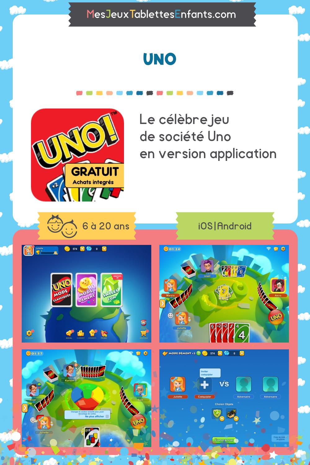 UNO sur iphone et android - Jeux et applications éducatives