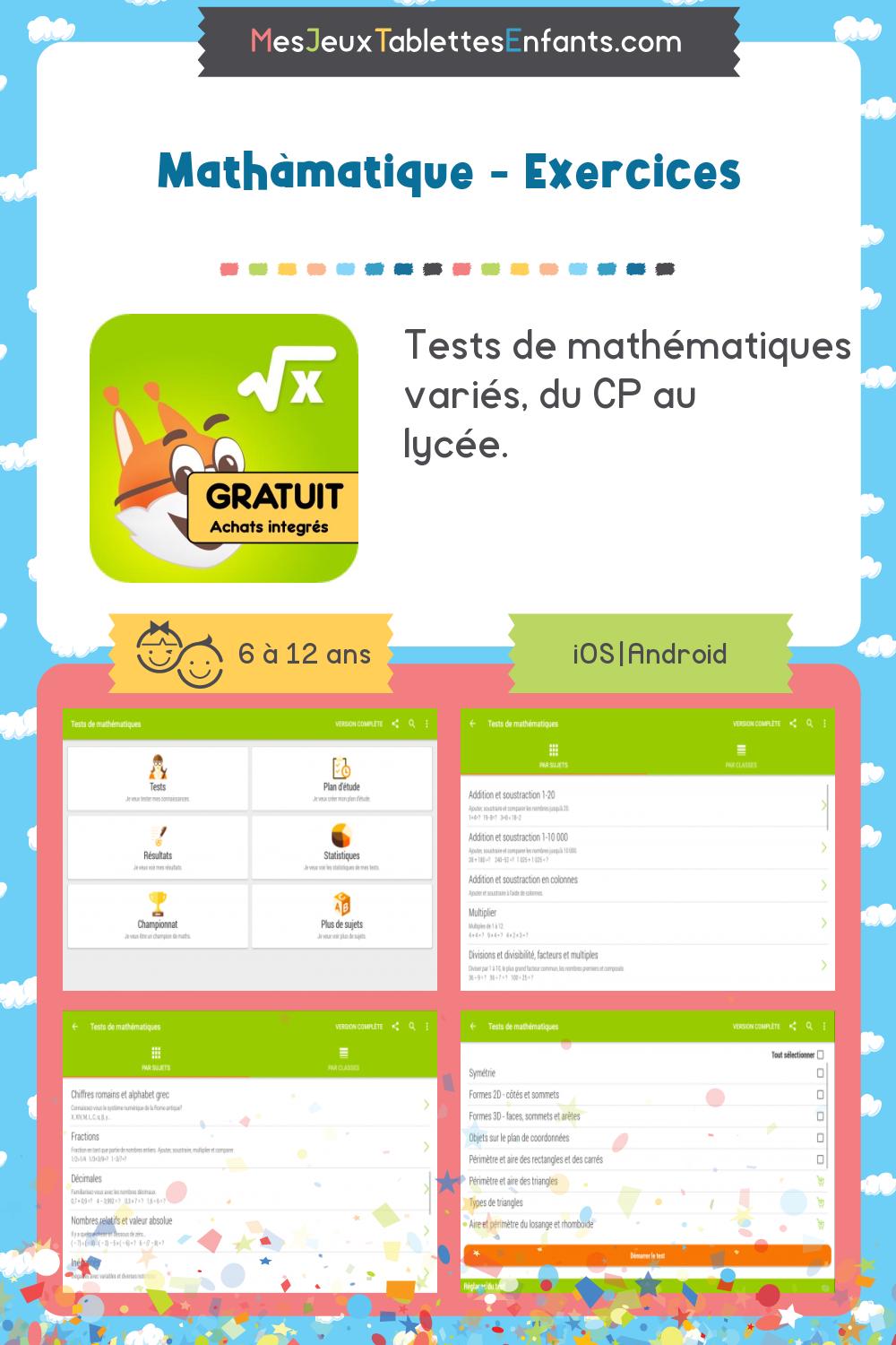 Mathàmatique - Exercices sur iphone et android - Jeux et applications ...