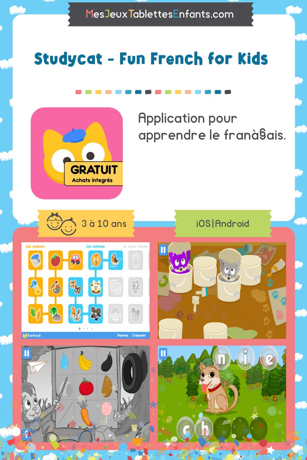 Studycat - Fun French for Kids sur iphone et android - Jeux et ...