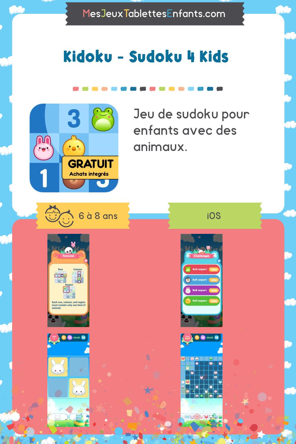 Kidoku - Sudoku 4 Kids sur iphone - Jeux et applications éducatives