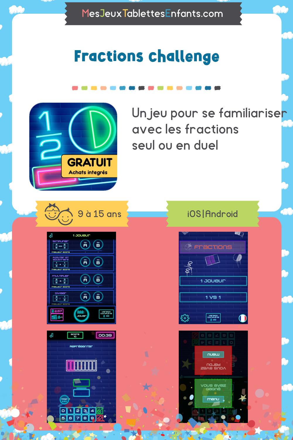 Fractions challenge sur iphone et android - Jeux et applications éducatives