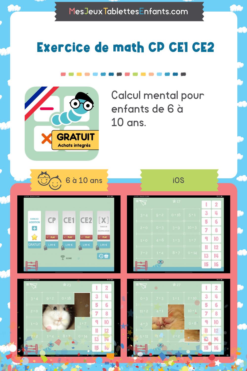 Exercice de math CP CE1 CE2 sur iphone - Jeux et applications éducatives
